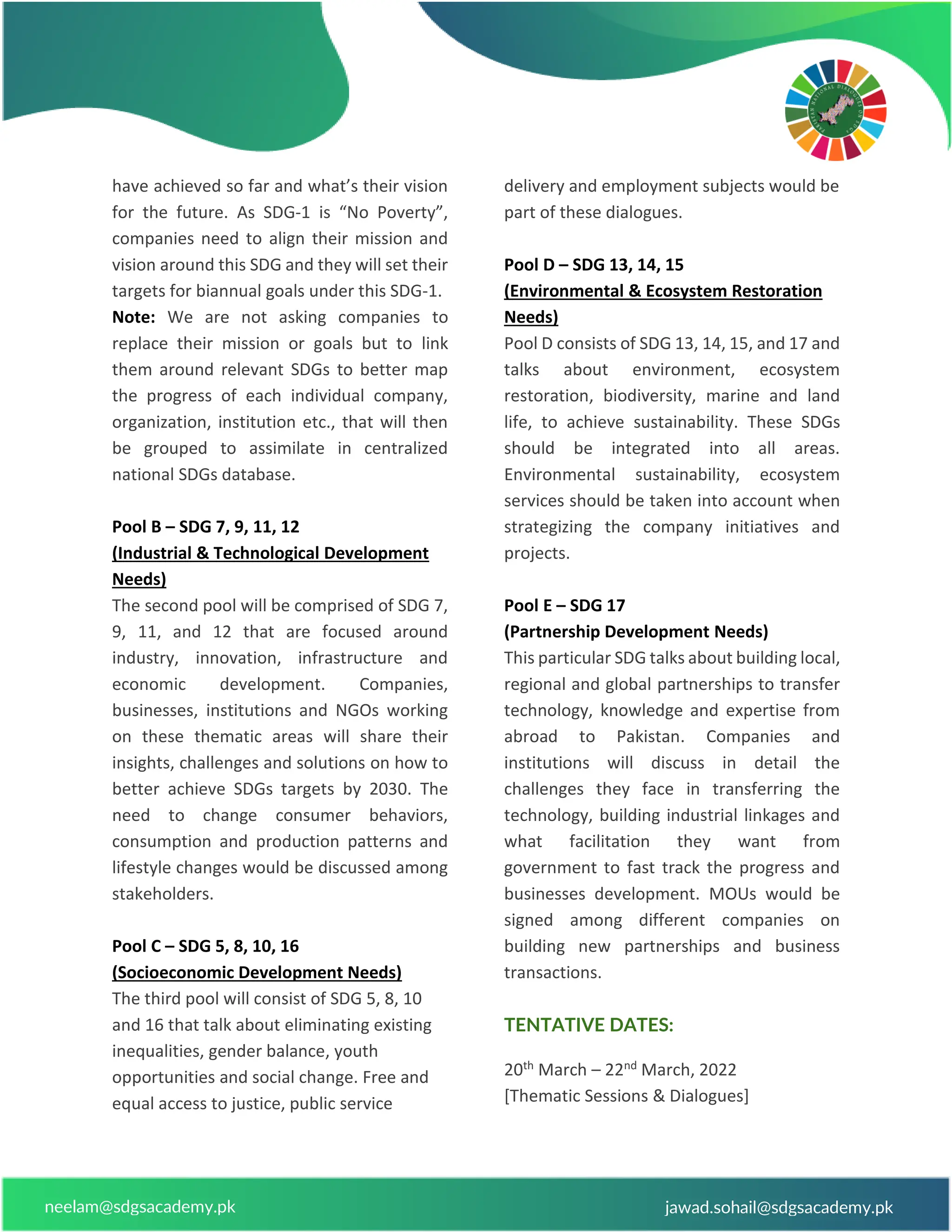 Pakistan's First Ever National Dialogues on SDGs | PDF