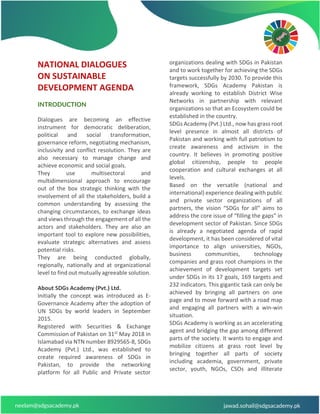Pakistan's First Ever National Dialogues on SDGs | PDF
