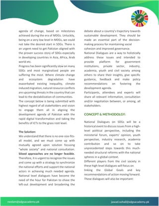 Pakistan's First Ever National Dialogues on SDGs | PDF
