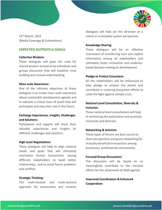 Pakistan's First Ever National Dialogues on SDGs | PDF