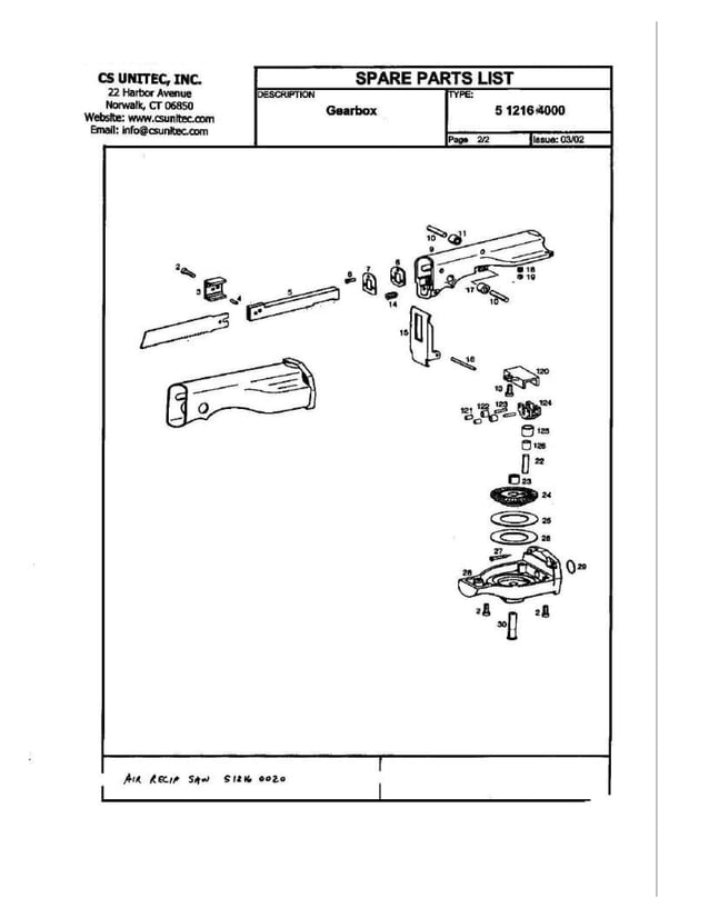 CS Unitec Pneumatic Reciprocating Saw: 5 1217 0020 | PDF