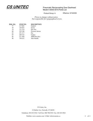 CS Unitec Pneumatic Reciprocating Saw: 5 6005 0010 | PDF | Sports ...