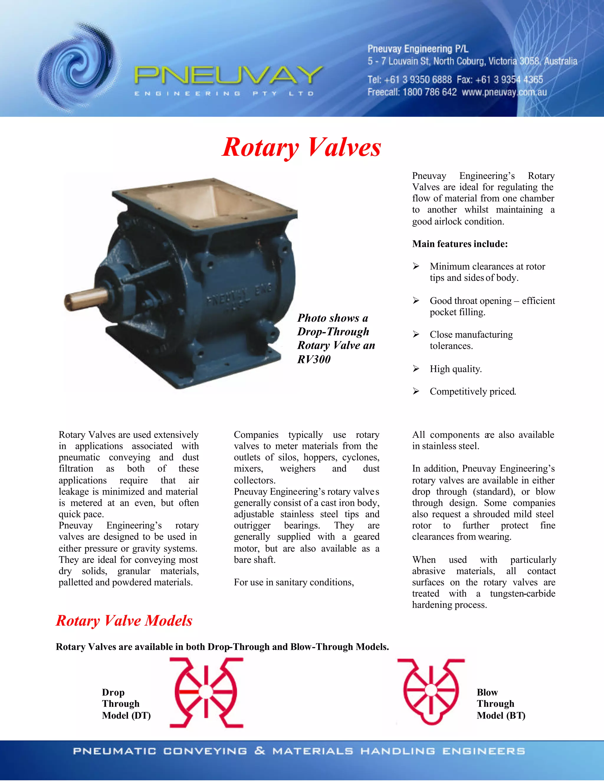 Pneumatic Conveying Systems Rotary Valves | PDF