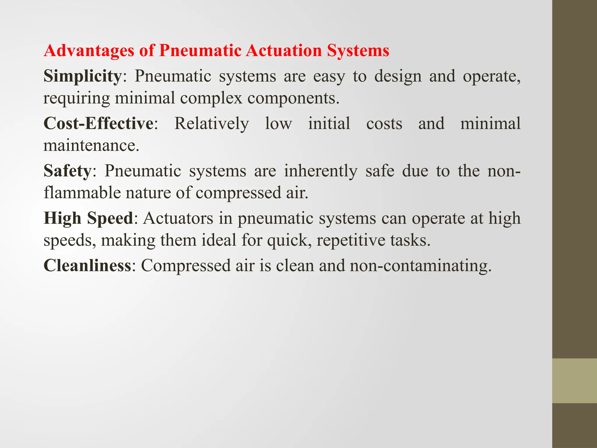 Basics of Pneumatic Actuation System with examples and applications | PPTX