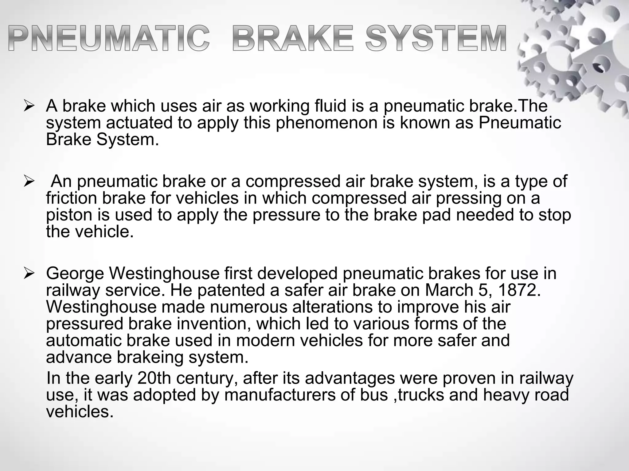 Pneumatic braking system | PPTX