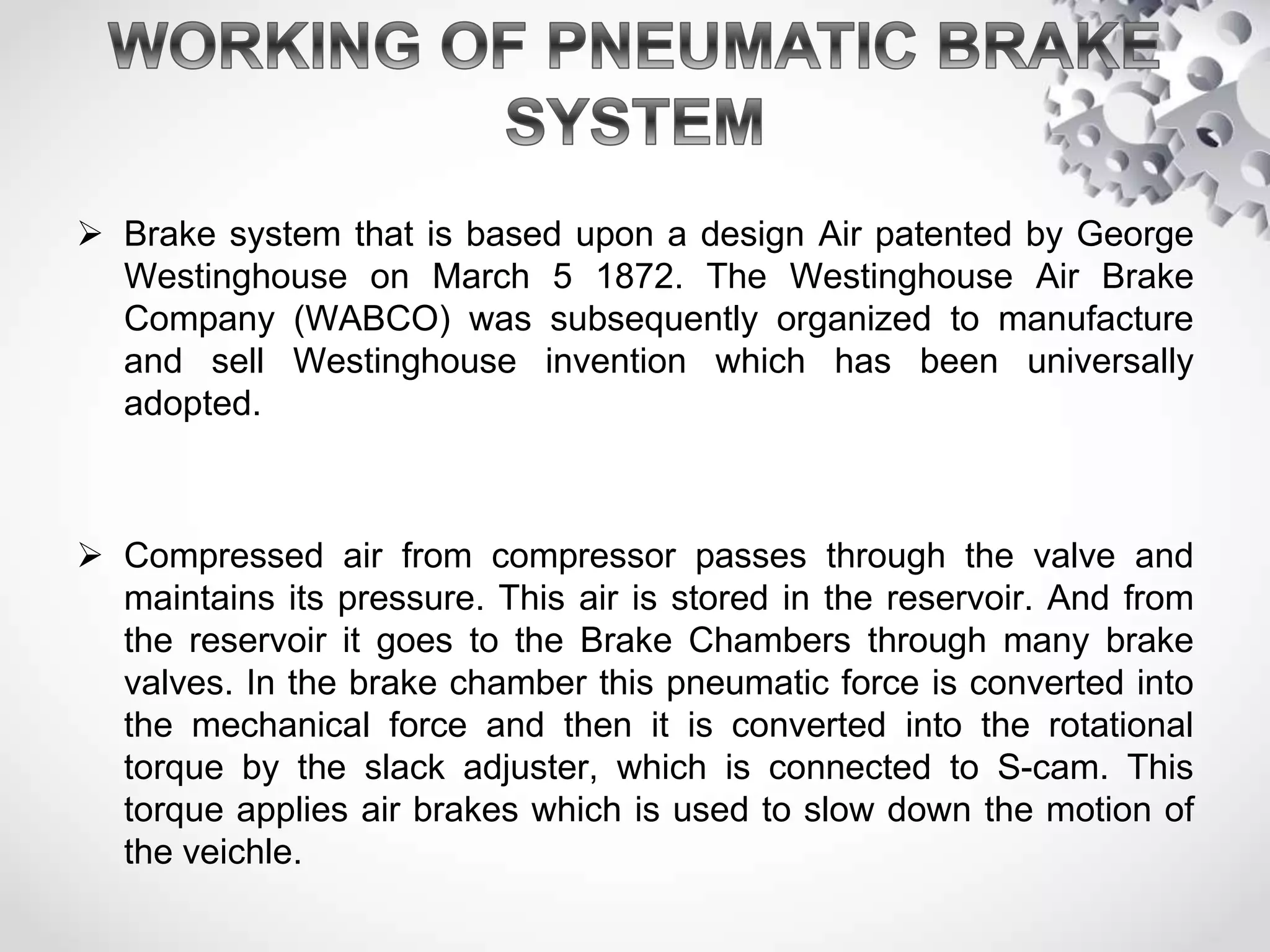 Pneumatic braking system | PPTX
