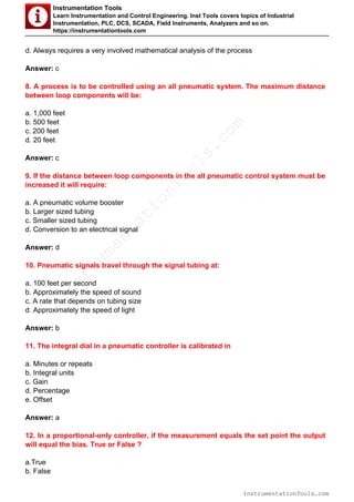 Pneumatic control MCQ | PDF