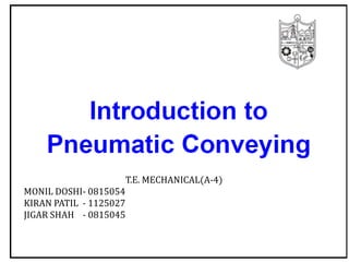 Pneumatic conveying system an introduction | PPTX