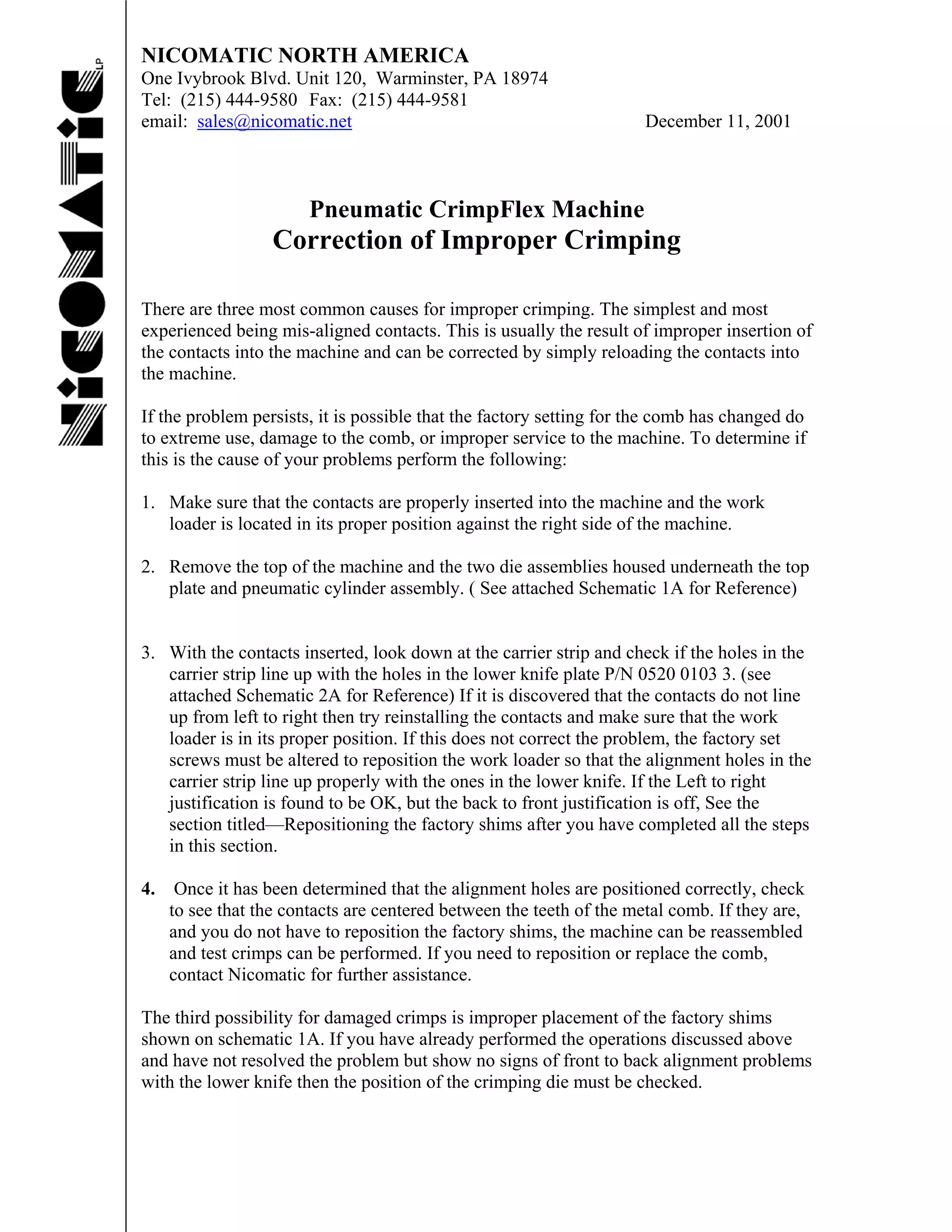 Pneumatic correction of improper crimping | PDF