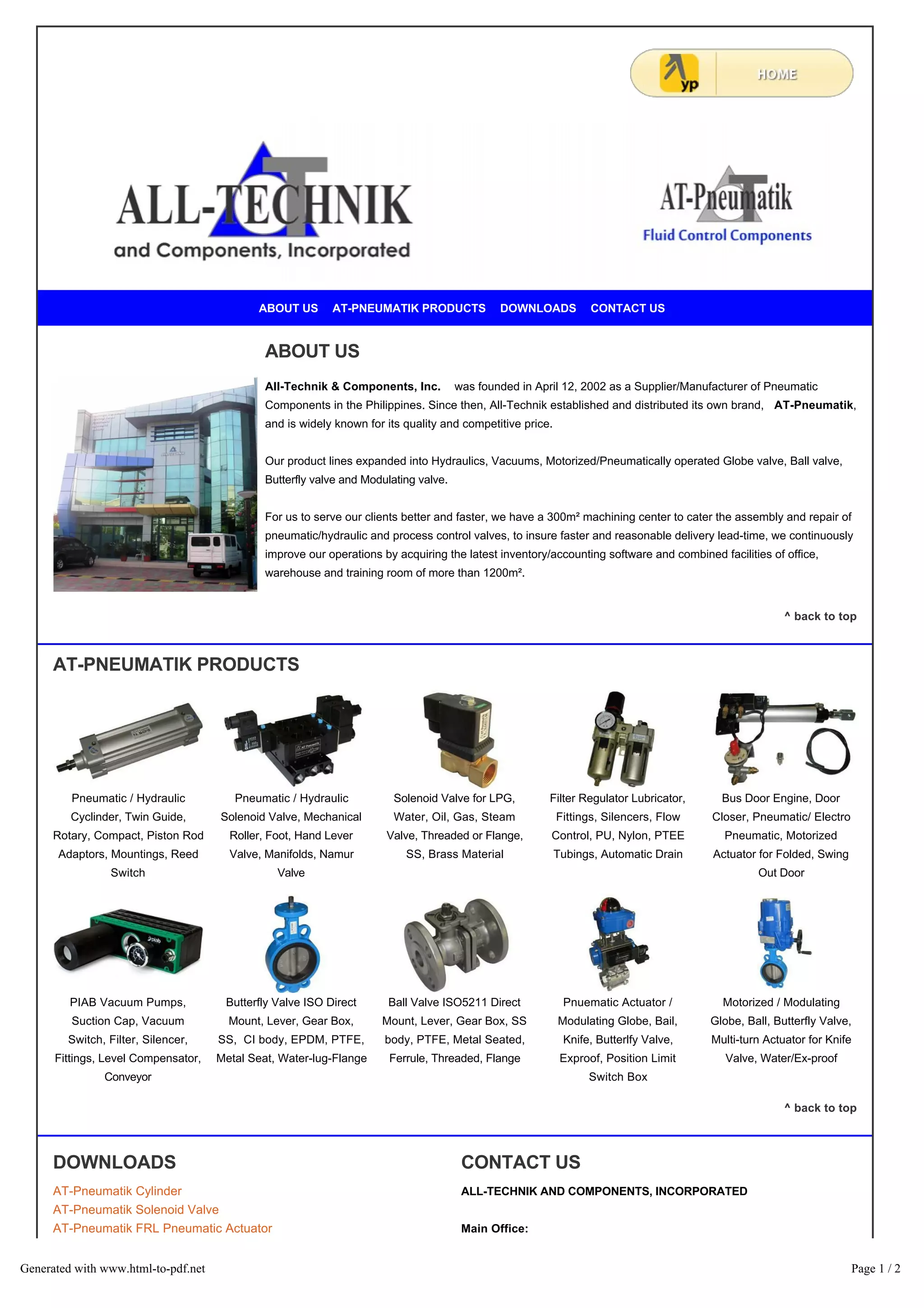 Pneumatic | Hydraulic | Vacuum - All-Technik and Components | PDF