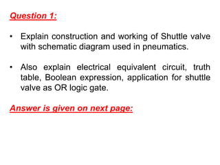 Pneumatics: Shuttle, Twin pressure, Quick Exhaust, Time Delay, FRL | PPT