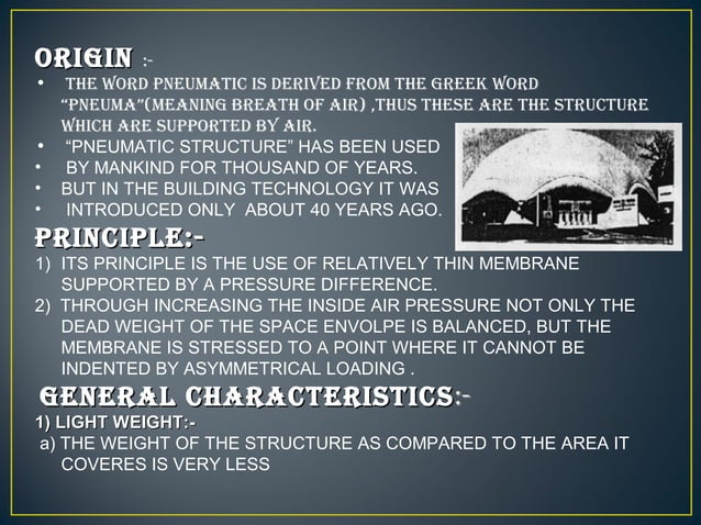 Pneumatic structure - form active structure system | PPT | Physics ...