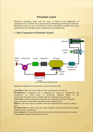 Pneumatic system in Mechatronics and Engineering | PDF