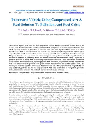 Pneumatic Vehicle Using Compressed Air: A Real Solution to Pollution ...