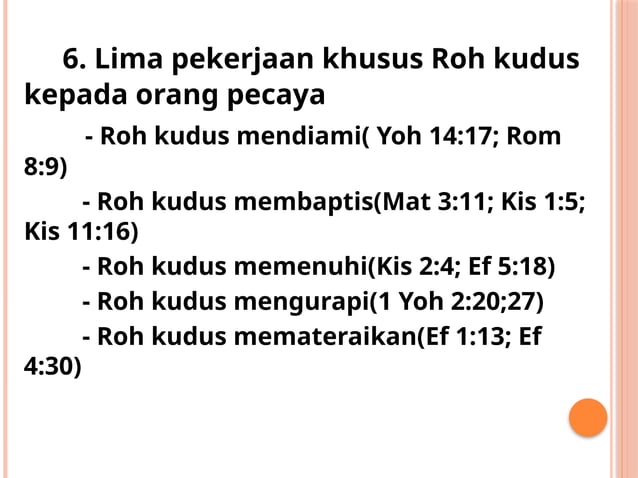 Pelajaran tentang Roh kudus dan pekerjaan roh | PPTX