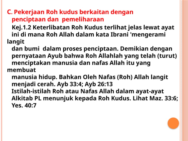 Pelajaran tentang Roh kudus dan pekerjaan roh | PPTX