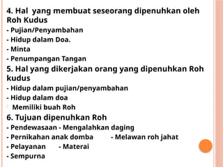 Pelajaran tentang Roh kudus dan pekerjaan roh | PPTX