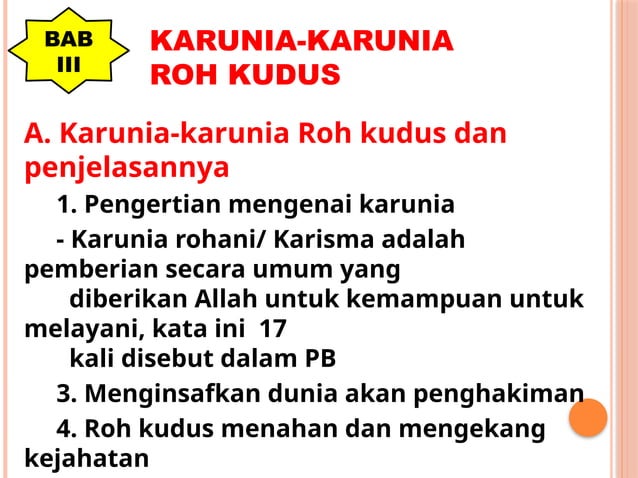 Pelajaran tentang Roh kudus dan pekerjaan roh | PPTX