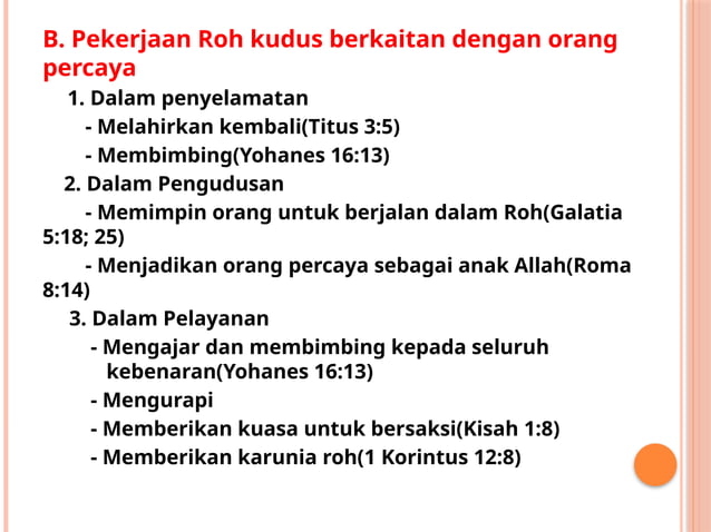 Pelajaran tentang Roh kudus dan pekerjaan roh | PPTX