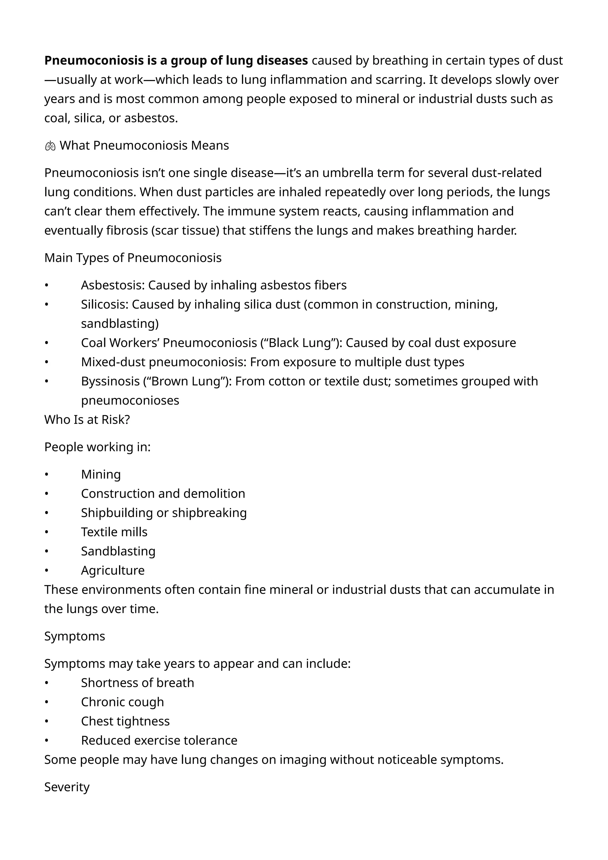 Pneumoconiosis is a group of lung diseases | DOCX