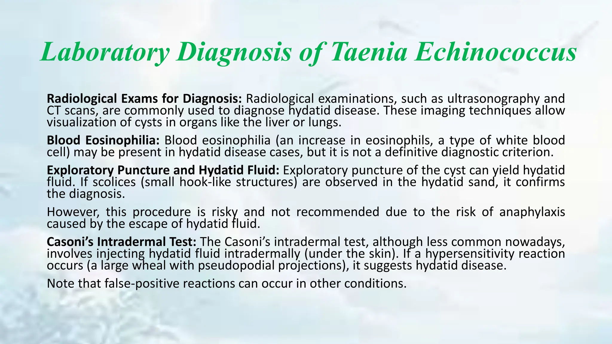 Parasites - Pneumocystis carinii, Taenia Echinococcus, Hymenolepis nana ...