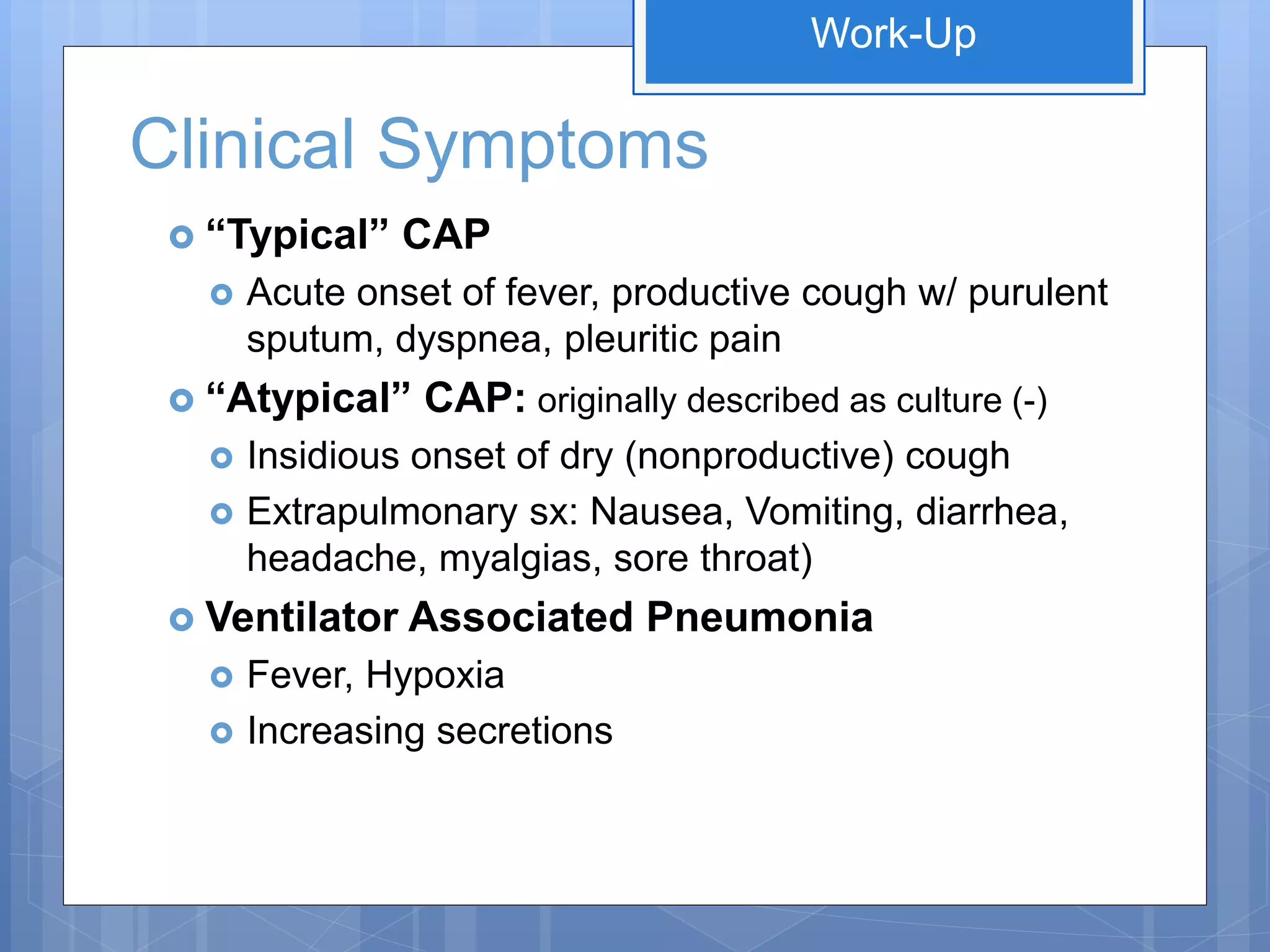 Diagnosis & Mangement of Community-Acquired Pneumonia, Hospital ...