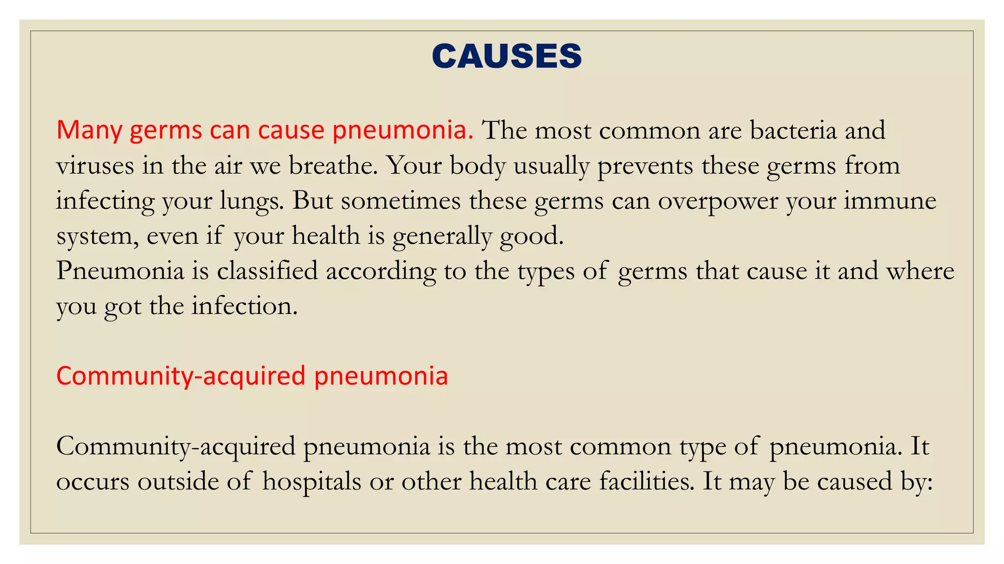 Pneumonia-medical information (symptoms , management , diagnosis) | PPT