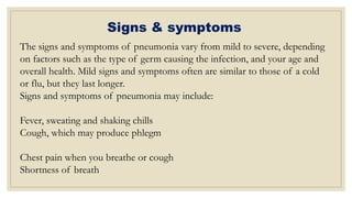 Pneumonia-medical information (symptoms , management , diagnosis) | PPTX