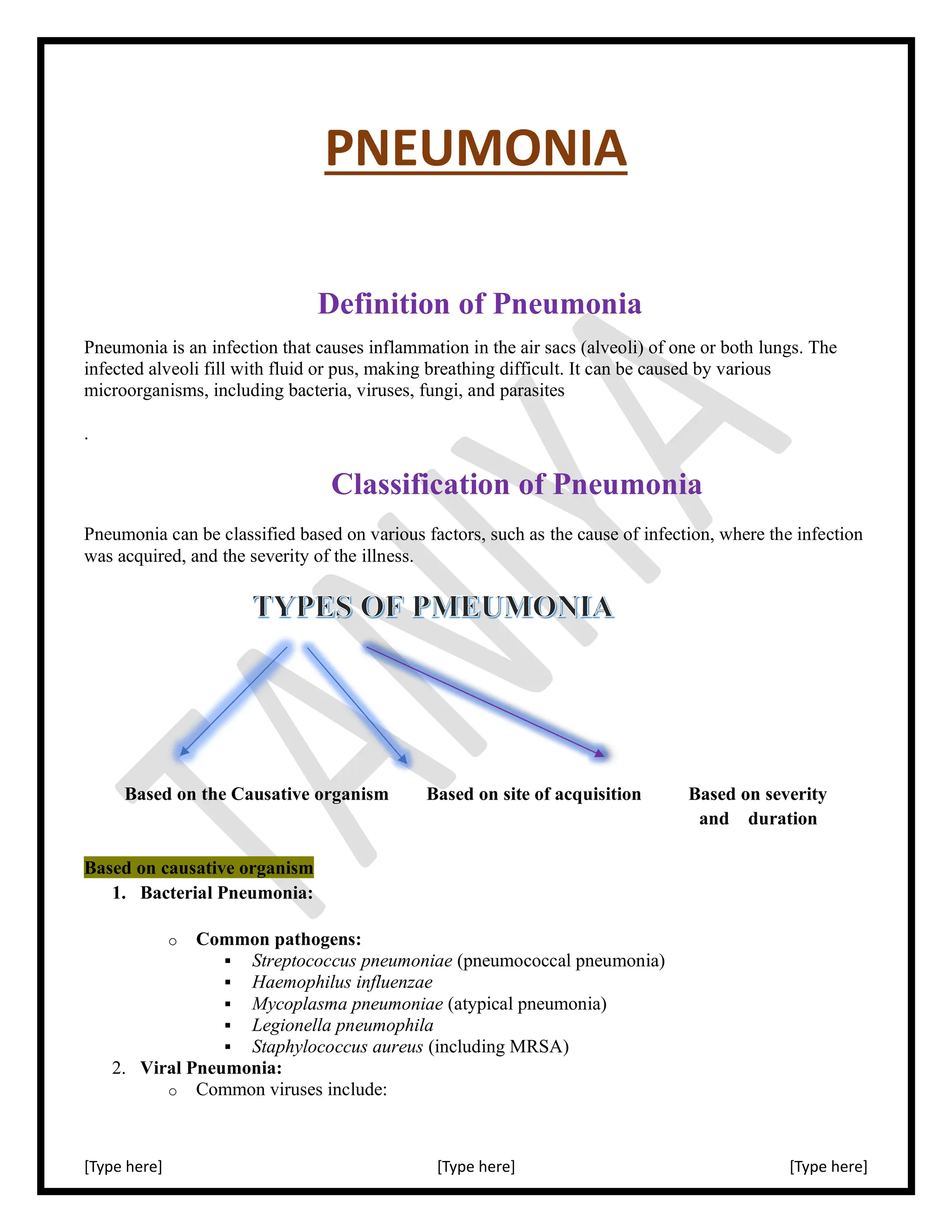 A simplified pdf of Pneumonia with all important topics | PDF