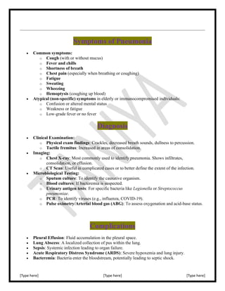 A simplified pdf of Pneumonia with all important topics | PDF