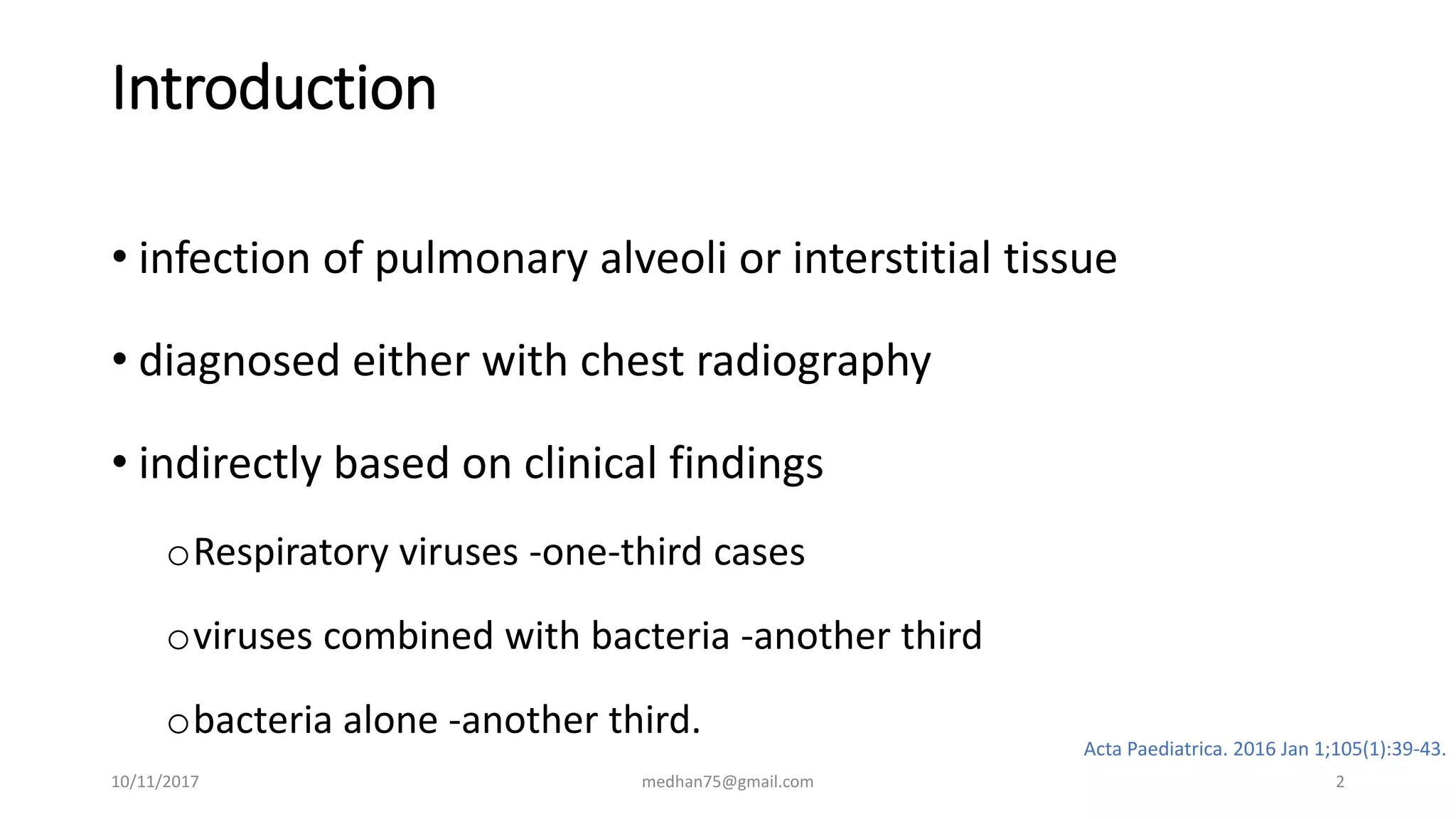 Pneumonia, paediatric perspective | PPTX