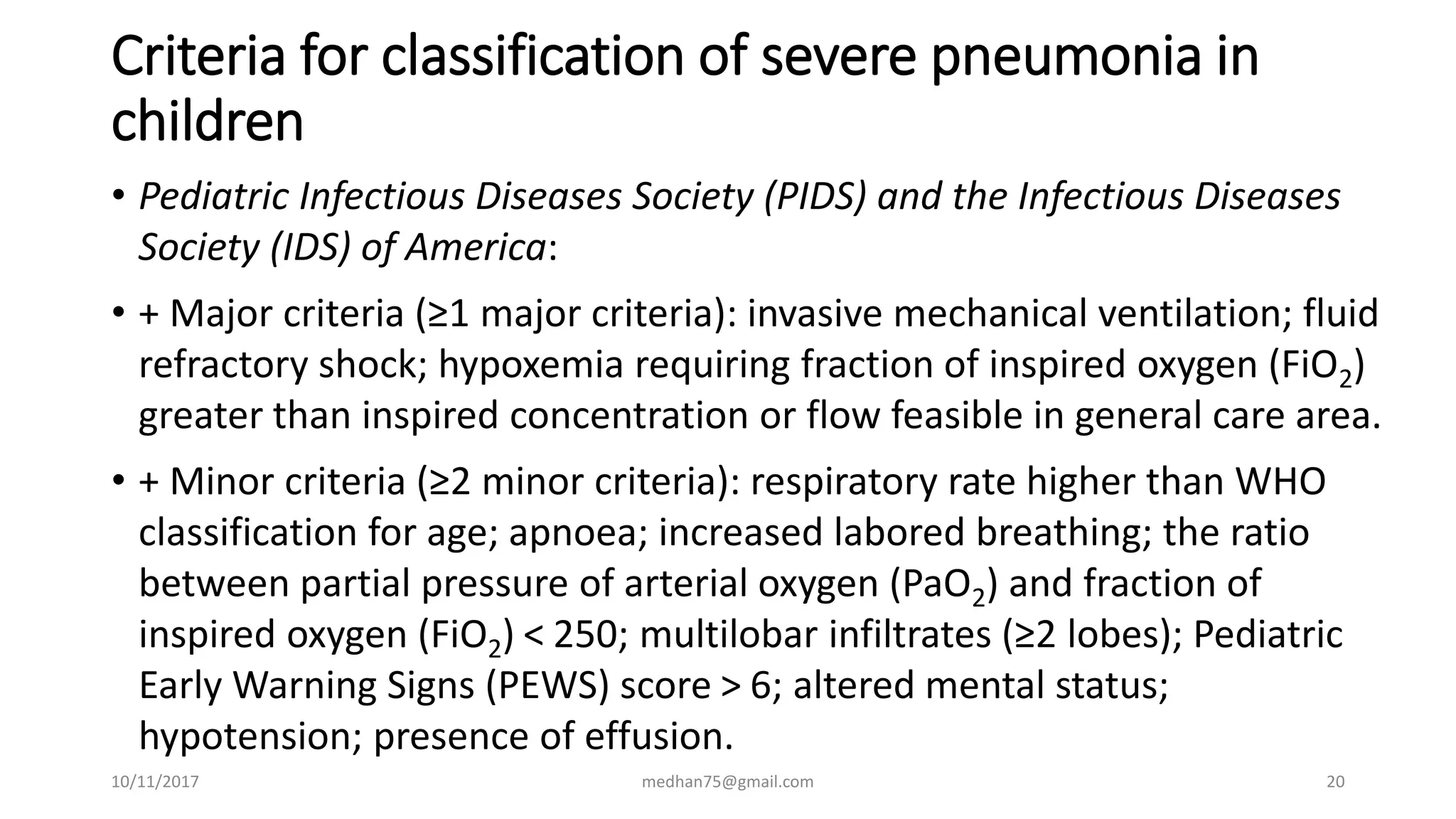 Pneumonia, paediatric perspective | PPTX