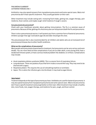 Pneumonia summary | PDF