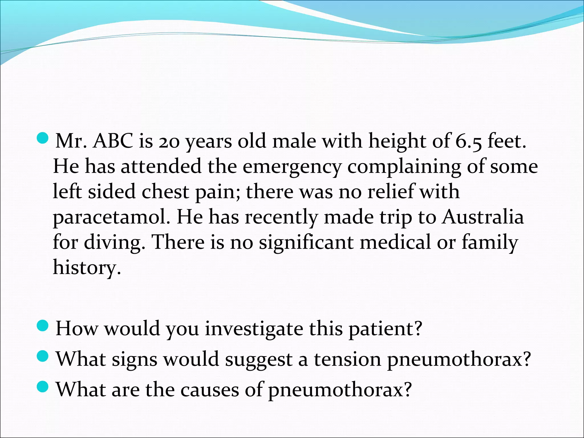 Pneumothorax & chest tube final year mbbs lecture | PPT