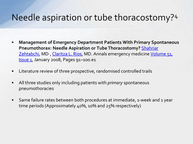 Pneumothorax Management | PPT