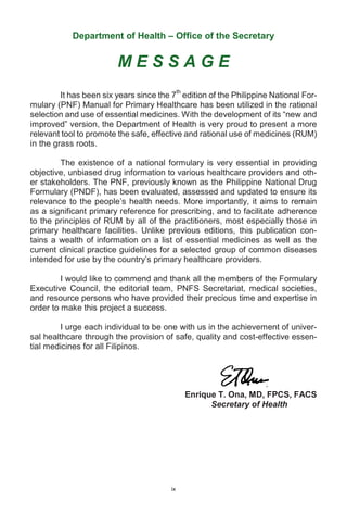 Philippine National Formulary Manual for Primary Healthcare | PDF