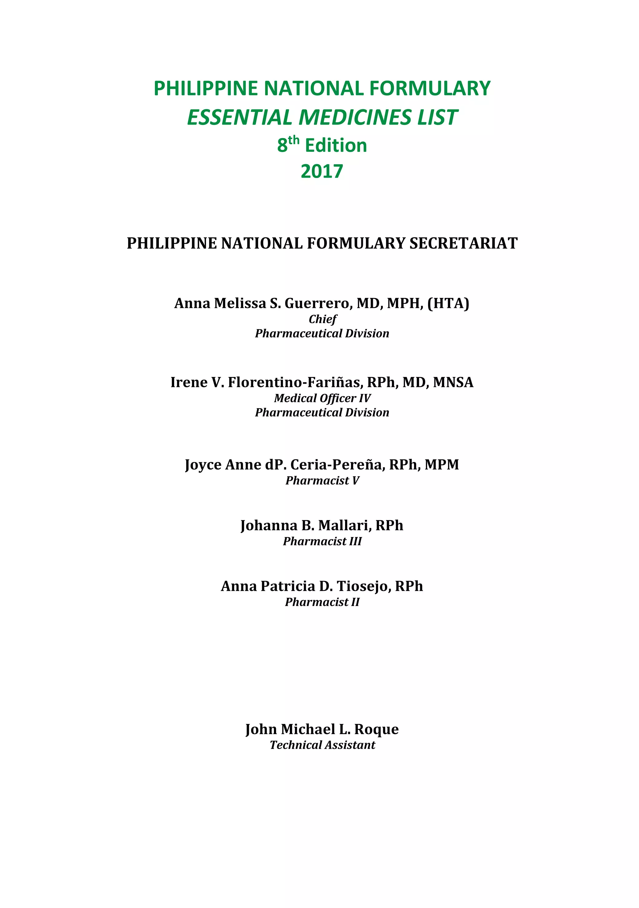 Philippine National Formulary | PDF