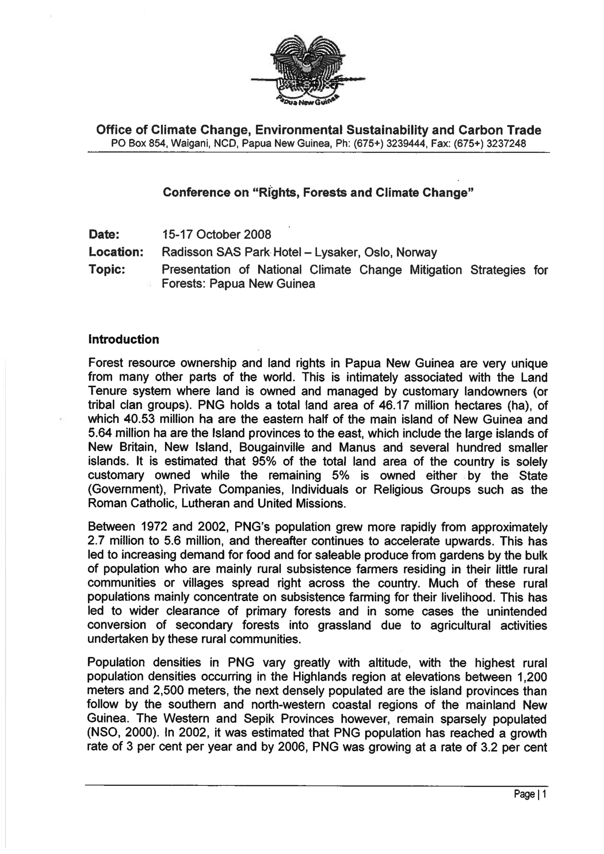 REDD country Strategy Papua New Guinea | PDF