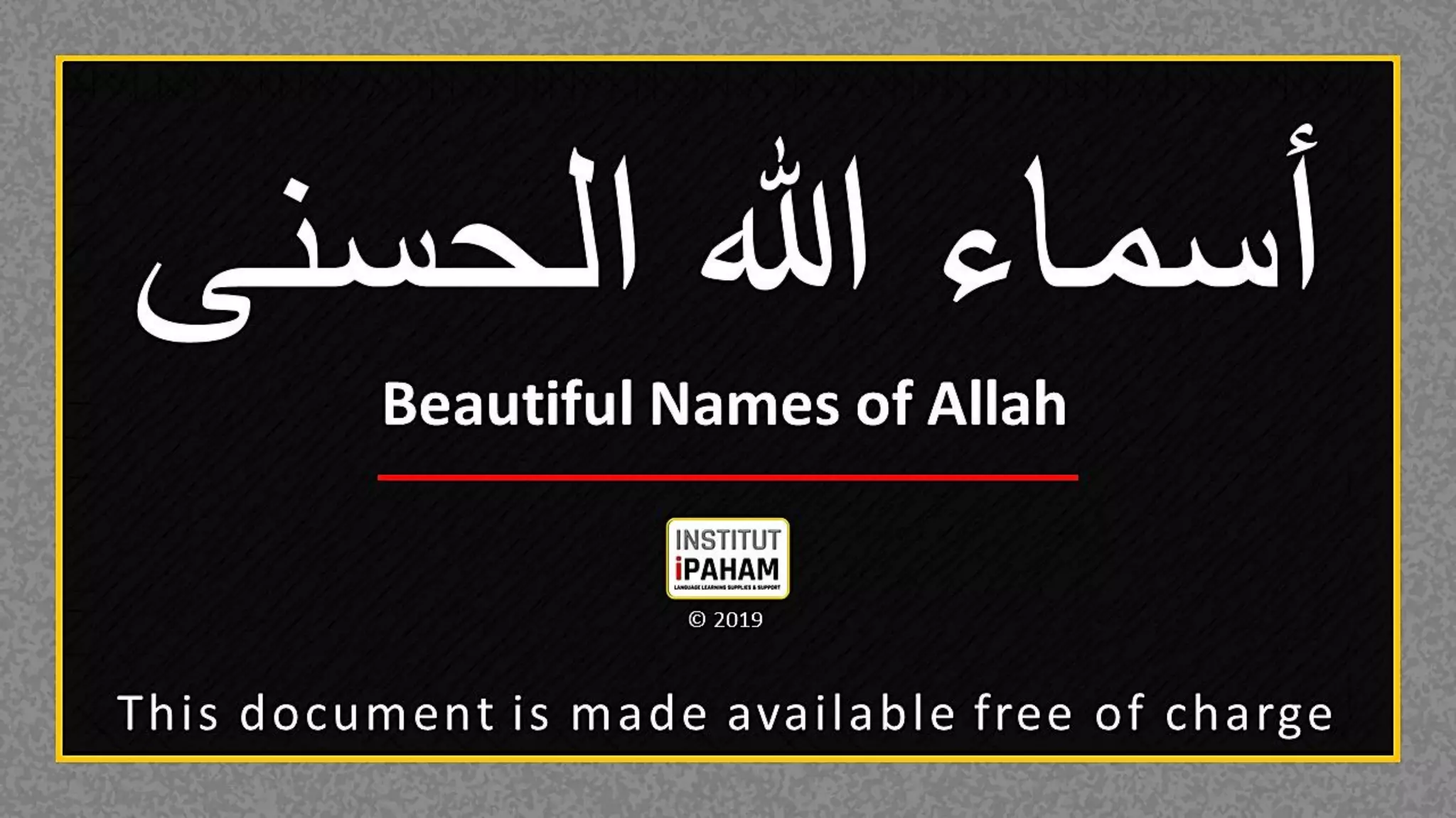 NAMES OF GOD series - Arabic 99 أسماء الله الحسنى | PDF