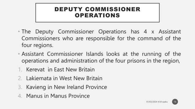 PAPUA NEW GUINEA - CORRECTIONAL SERVICES | PPTX | Human Resources ...