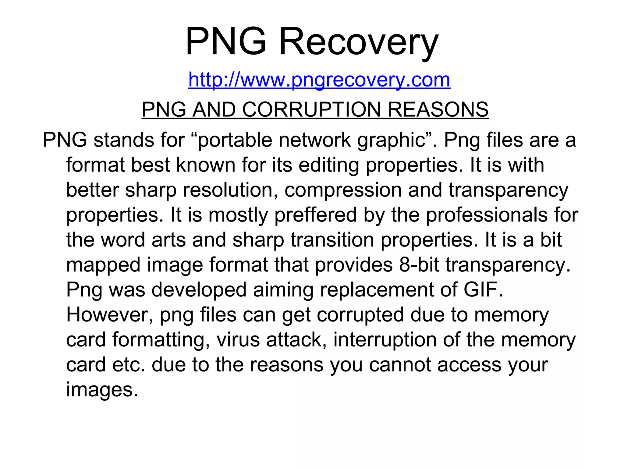 Png recovery | PPT