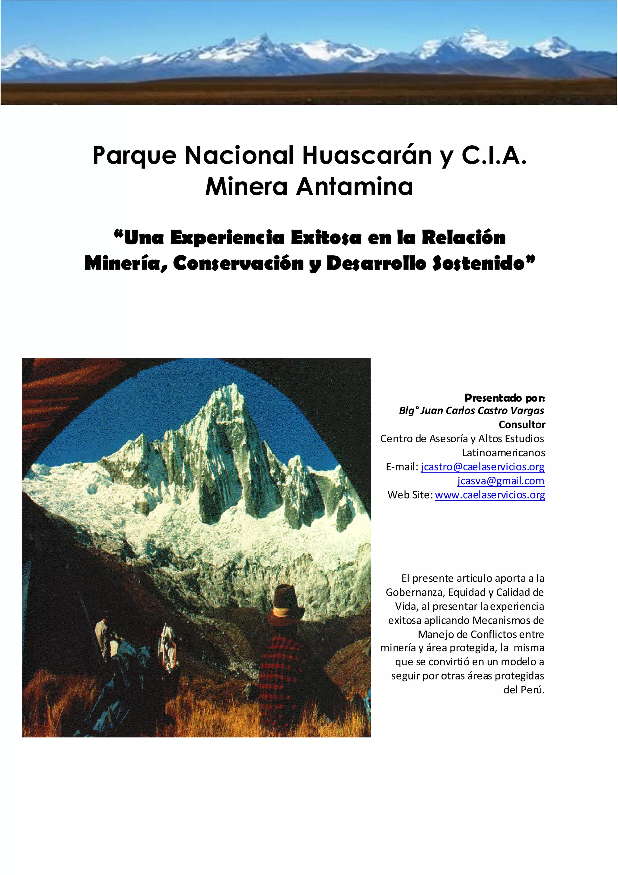 PROYECTO MINERO ANTAMINA Y EL PARQUE NACIONAL HUASCARAN | PDF
