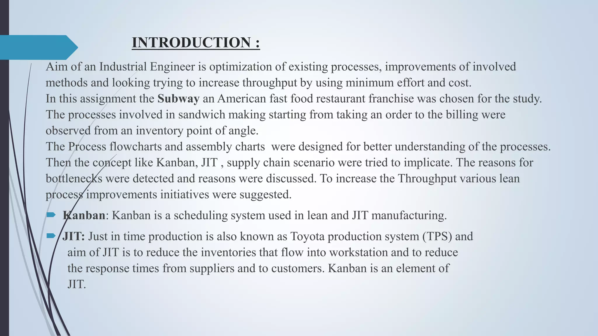 Lean and Process Improvement Implementation at Subway Restaurant | PPTX