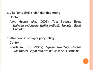 penulisan daftar pustaka | PPTX