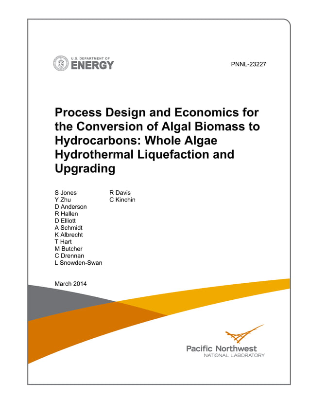 Process Design and Economics for Conversion of Algal Biomass to ...