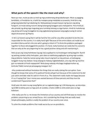 P noy 2013 sona reaction paper | DOCX
