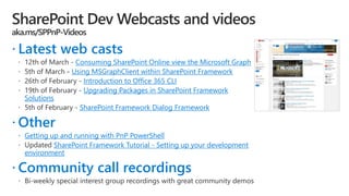 SharePoint Dev Monthly Community Call - 2018 March | PPTX | Web Development | Internet