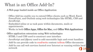 Patterns and Practices in Building Office Add-ins | PPTX | Desktop ...