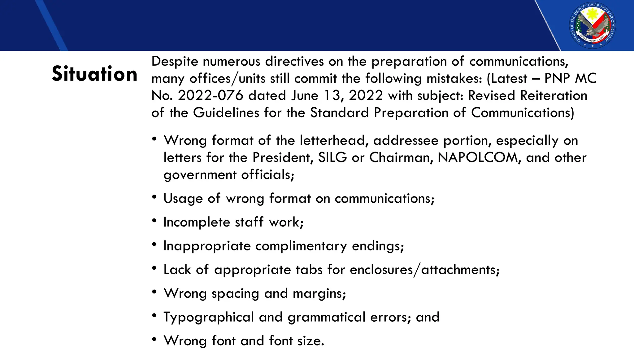 PNP MC 2022-076 edited pnp memorandu circular twenty twenty two dash ...