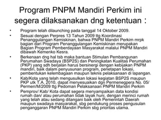 PNPM MANDIRI PERUMAHAN DAN PERMUKIMAN | PPT